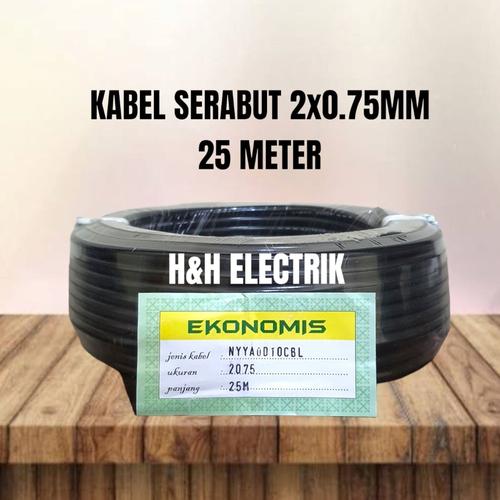Jual EKONOMIS KABEL LISTRIK SERABUT 2X0.75MM HITAM 25METER FULL - Kota ...