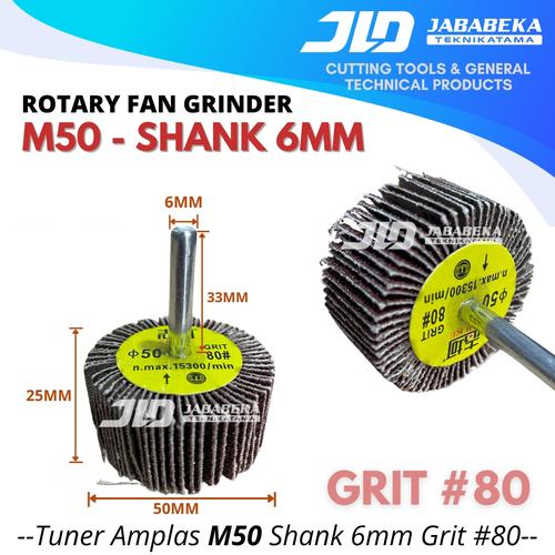 Jual Tuner amplas M50 Shank 6mm Grit #80 Amplas Tuner Buffing / Rotary Fan Grinder / Mata Kipas ...