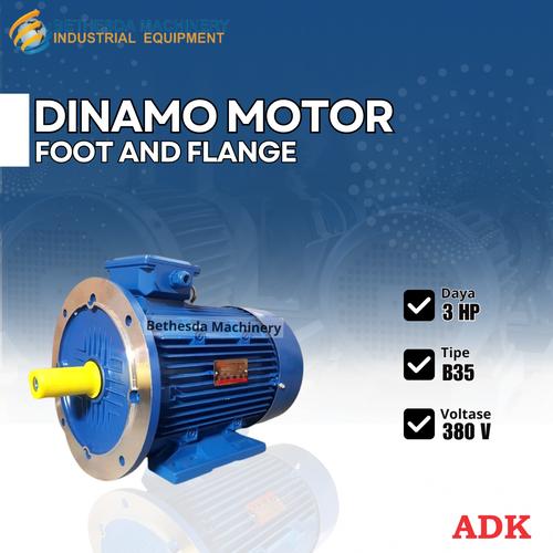 Jual Dinamo Motor ADK 3 Hp 1500 RPM B35 3 Phase ADK Motor - Kota Surabaya - Distributor Mesin ...