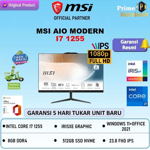 Promo PC AIO MSI MODERN AM242 I7-1255U 16GB 512GB w11 ohs 23" fhd ips ...