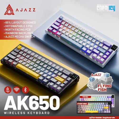Jual Ajazz AK650 Pro 65% Triple Mode Wireless RGB Mechanical Gaming ...