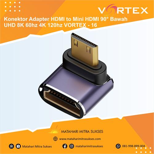 Jual Konektor Adapter HDMI to Mini HDMI 90° Bawah UHD 8K 60hz 4K 120hz ...
