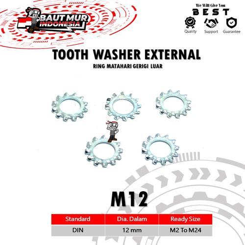 Jual TOOTH WASHER EXTERNAL WASHER GERIGI LUAR GALVANIS M12 - Kab ...