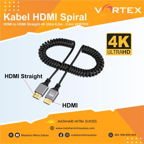 Jual Kabel HDMI Spiral HDMI to HDMI Straight 4K Ultra HD 0,5m-2,4m ...