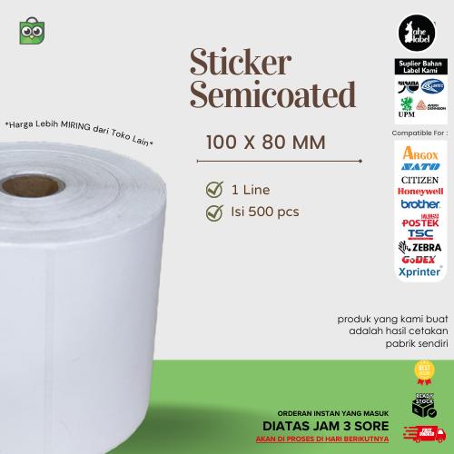 Jual LABEL STIKER SEMICOATED 100X80 MM LABEL BARCODE SEMICOATED 100X80 ...