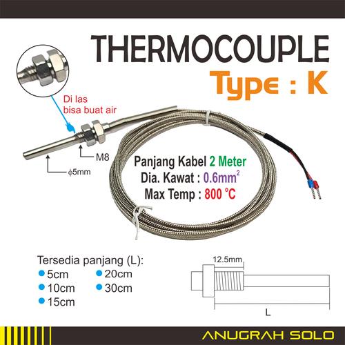 Jual Thermocouple Type K Sensor Suhu Oven Sensor Panas Ruangan - 20 cm ...