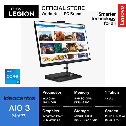 Promo Lenovo IdeaCentre AIO 3 24IAP7 Core i5-12450H 8GB 512GB SSD W11 ...