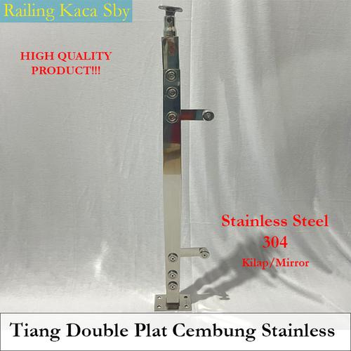 Promo TIANG RAILING KACA DOUBLE PLAT CEMBUNG SAYAP SINGLE STAINLESS ...