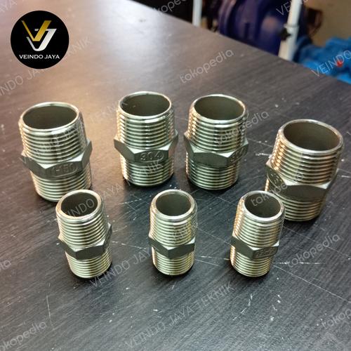 Jual Double nepel stainless SS304 1/2" inch / double nepel ss304 1/2 ...