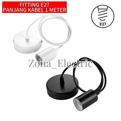 Jual FITTING LAMPU PLAFON E27 PANJANG KABEL 1 METER / FITTING LAMPU ...