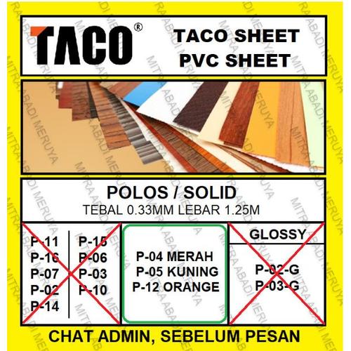 Jual Taco Sheet Polos Solid P04/P05/P12 PVC Sheet Deco Sheet - Kota ...