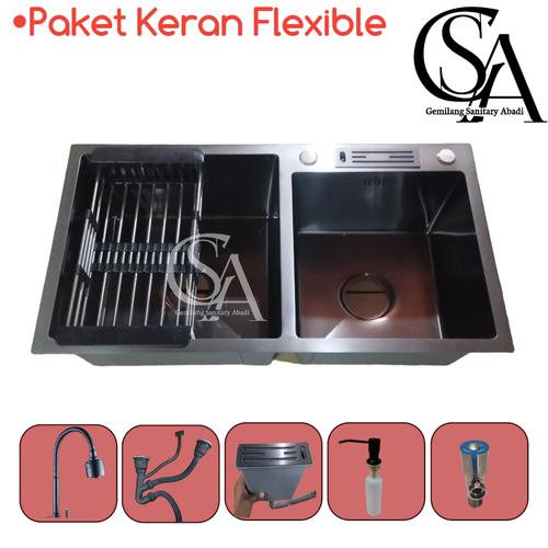 Promo Kitchen Sink Model Bolzano / Wings 8245 Black Lengkap Keran ...