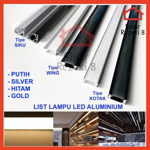 Jual List Lampu LED Strip Rumah 1M / Cover Aluminium Casing Lis Housing ...