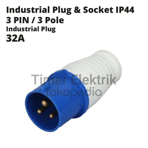Jual Industrial Plug & Socket IP44 3 Pin / 3 Pole 32A Berbagai Variant ...