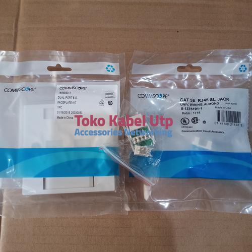 Jual Modular Data Cat.5e+Telpon+Faceplate 2 Hole Amp Commscope komplit ...