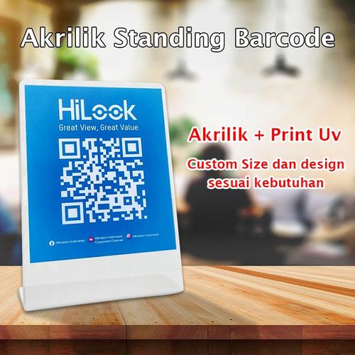Jual STANDING BARCODE AKRILIK A4 2MM PRINT UV WARNA/BENING CUSTOME ...