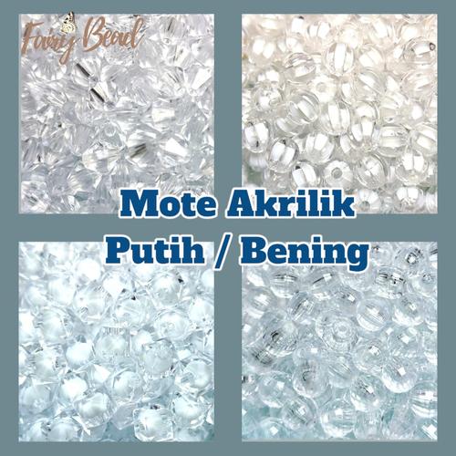 Jual (30g) Manik Manik Putih Transparan / Mote Akrilik / Mote Bening ...