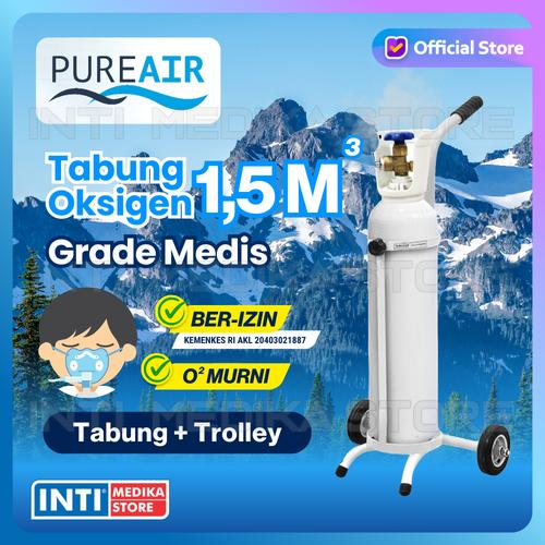 Jual PURE AIR - Tabung Oksigen Set 1,5m3 ( + Trolley) | Tabung Oxygen ...