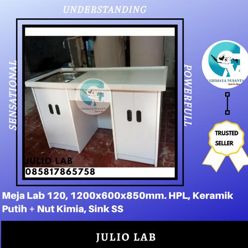 Jual Meja Lab 120, 1200x600x850mm. HPL, Keramik Putih + Nut Kimia, Sink ...