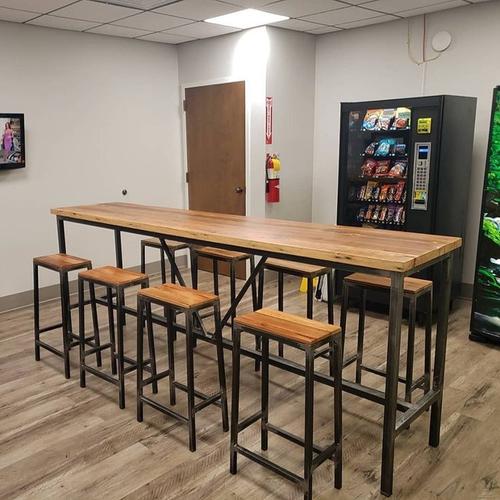 Jual Meja bar meja resto caffe full set kursi kayu kaki besi - Kota ...