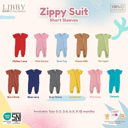 Promo LIBBY Sleepsuit Baju Tidur Bayi Lengan Pendek Zipper Unisex ...