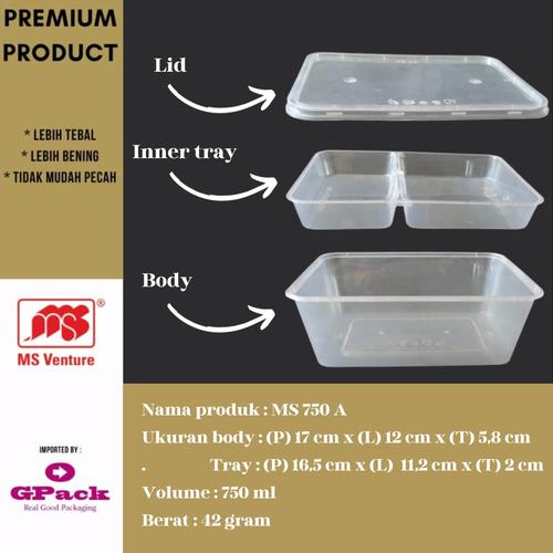 Jual THINWALL RECT 750 ML + INNER TRAY / THINWALL RECT + SEKAT (MS-750A ...