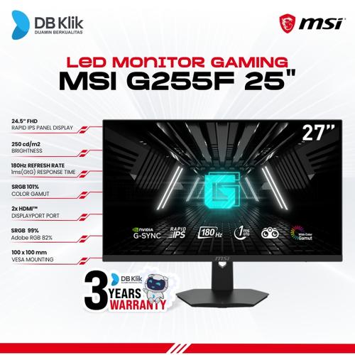 Promo Led Monitor Gaming MSI G255F 25" 180Hz Fhd IPS 1ms Hdmi DP Cicil ...