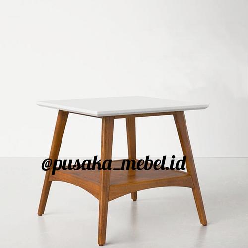 Jual side table top marmer, meja sudut marmer rangka kayu jati - Kab ...