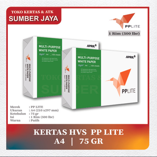 Jual PP Lite Kertas HVS A4 210x297 mm 75 gr - Copier (1 Rim = 500 lbr ...