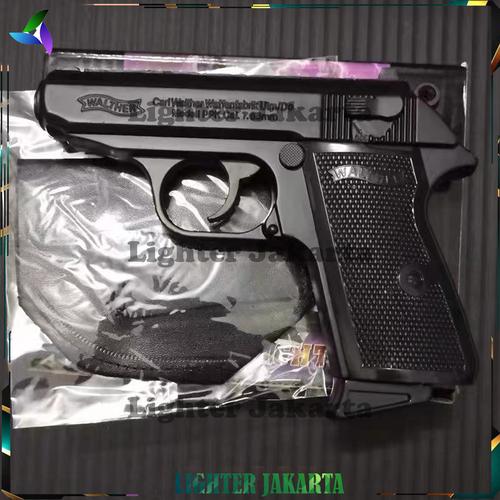 Jual Korek Api Bara Gas Pistol PPK 508 Leather Machine - Silver ...