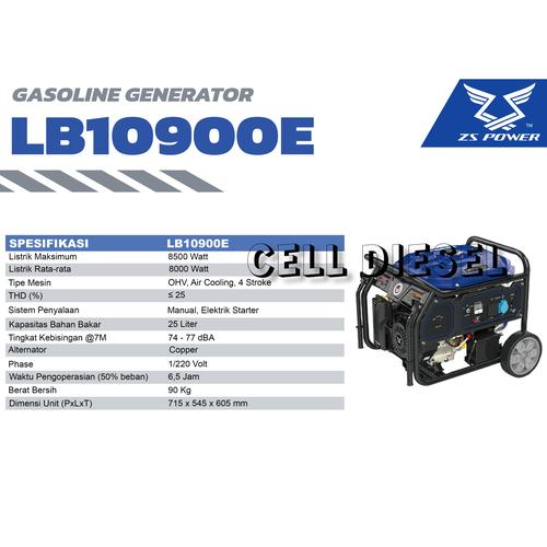 Jual Genset Bensin 1 Phase ZS POWER LB10900E 8KW - 8.5KW Gasoline ...