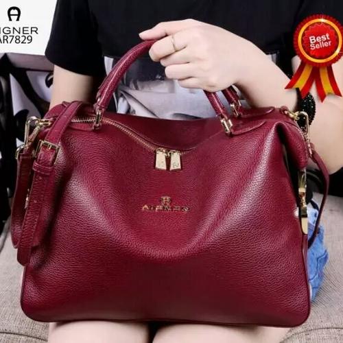 Jual Tas aigner leather top handle satchel bag - Hitam - Jakarta ...
