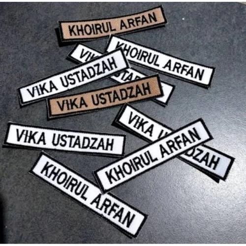 Jual bordir nama sekolah/name tag/bebas request nama - nama UK 4×12 cm ...