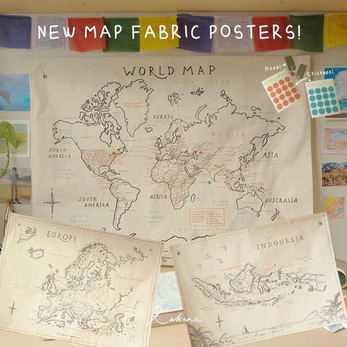 Jual World Map Fabric Poster | Peta Eropa Aesthetic | Peta Indonesia ...