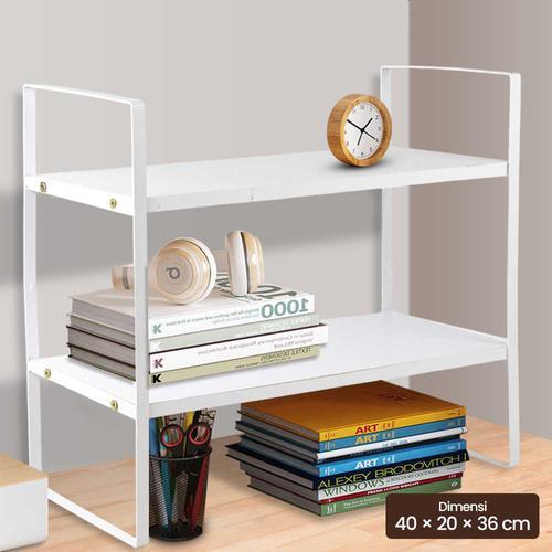 Promo Rak Buku Minimalis Besi Kayu Kecil Mini Meja 2 Susun Bookshelf ...