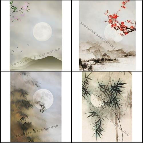 Jual Kain Background foto Latar Studio Konsep Pemandangan Bulan Bulat ...