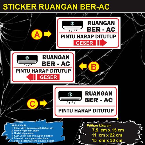 Jual Stiker Ruang Ber AC Harap Tutup Pintu / Tutup Pintu / Ruang Ber AC ...