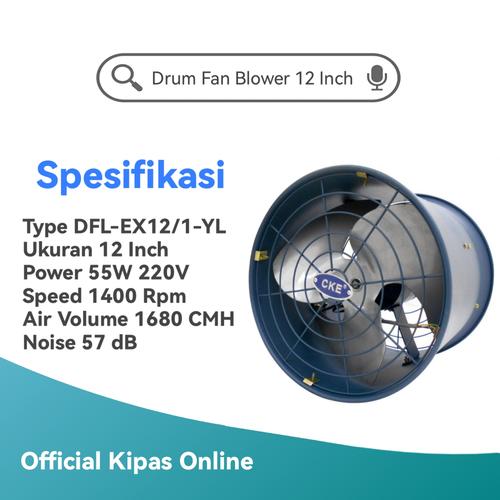 Jual Drum Fan Extra Low Noise 12 Inch Drum Fan CKE Axial Fan Blower ...
