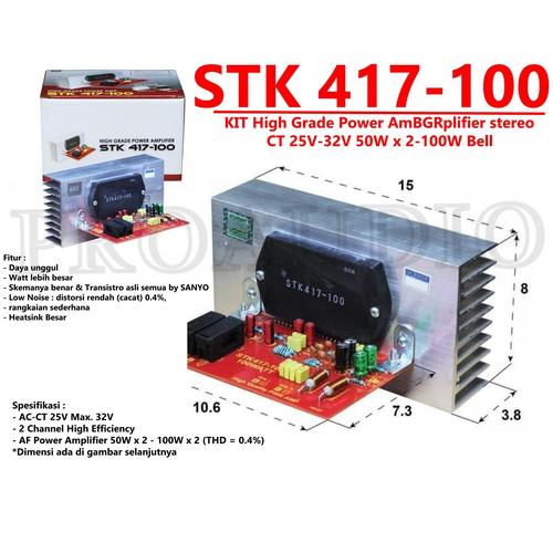 Jual KIT POWER AMPLIFIER STK 417-100 STEREO STK417 100 100W SANYO BELL ...