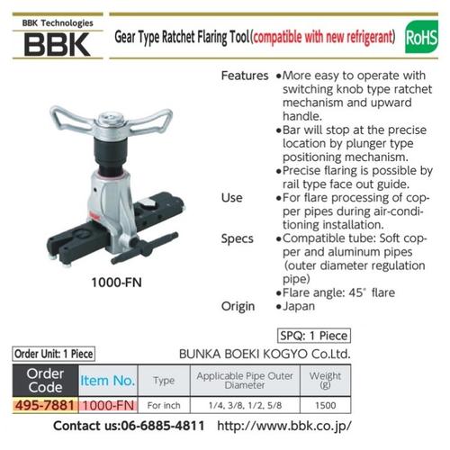 Jual Gear Type Ratchet Flaring Tool BBK 1000-FN - Kab. Bekasi - Ichiban ...