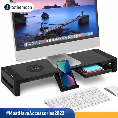 Jual Desk Shelf / Monitor Stand Riser Wireless Desk Charger Meja ...