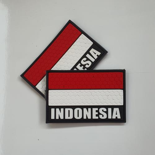 Promo patch rubber logo bendera merah putih tulisan indonesia motif ...