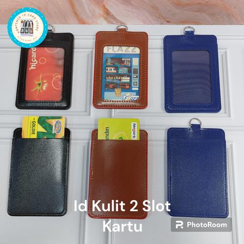 Jual Tempat Id card Kulit 2 Kartu Frame Kulit 2 Kartu Casing Id Card ...