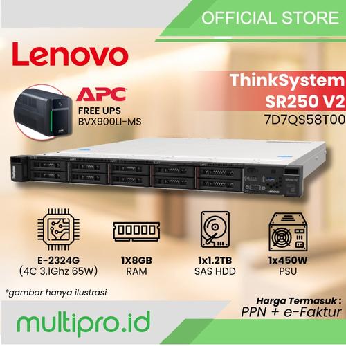 Promo Server Lenovo SR250 v2 E-2324G 8GB 1.2TB SAS Thinksystem Bonus ...