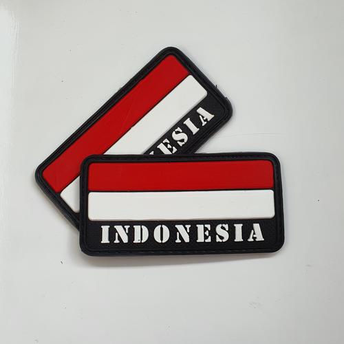 Promo patch rubber logo bendera merah putih tulisan indonesia 9 x 5 ...