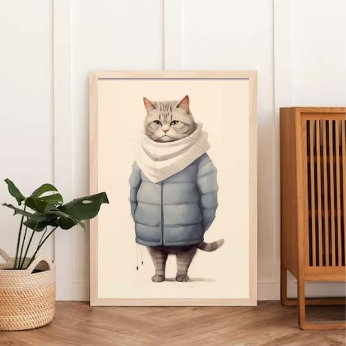 Jual Poster Lukisan Print Gambar Kucing Cat Cute Dekorasi Rumah ...