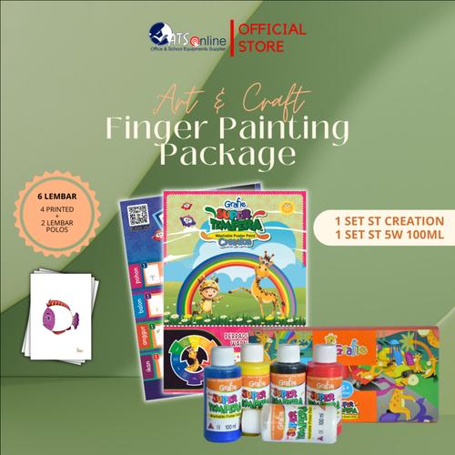 Promo SET MELUKIS Finger Painting Super Tempera 5 Warna 100ml GRAFIE ...