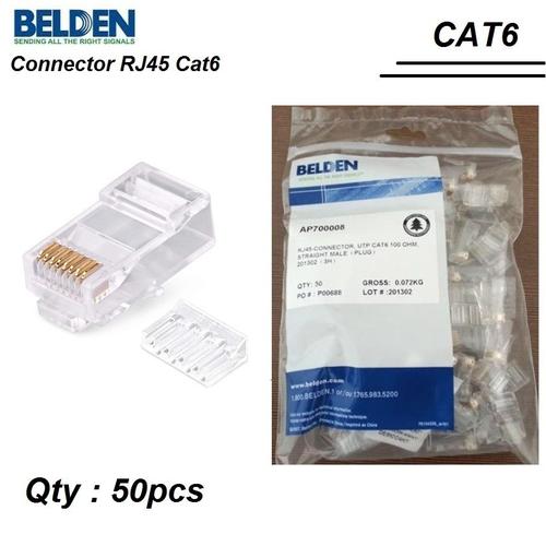 Jual RJ45 CAT6 Belden RJ 45 ORI Jack Konektor LAN Male Plug CAT 6 ...