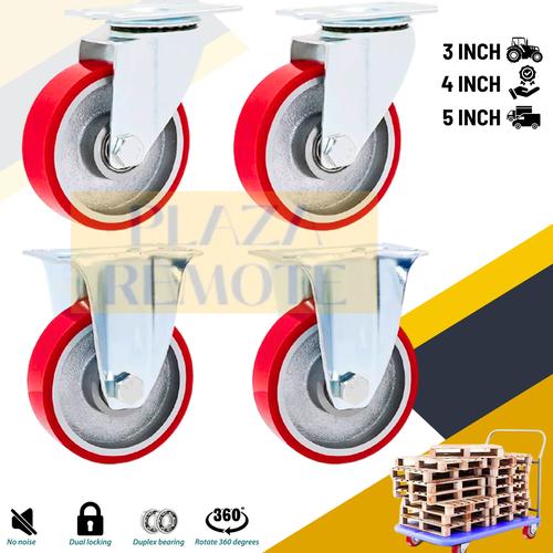 Jual RODA BEARING CASTER HEAVY DUTY BESI SET 4 PC HIDUP MATI 3 4 5 INCH ...