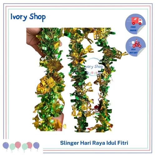 Jual Banner Rumbai Selamat Hari Raya Idul Fitri Slinger Hijau Gold ...